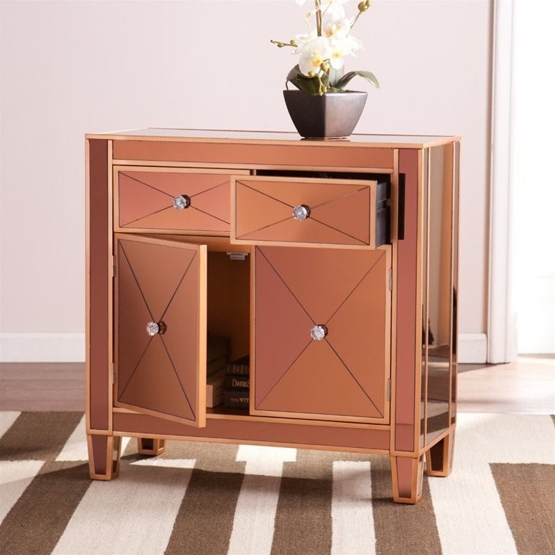 Southern Enterprises Mirage Colored Mirrored Accent Cabinet in Bronze ... Southern Enterprises Mirage Colored Mirrored Accent Cabinet in Bronze ...